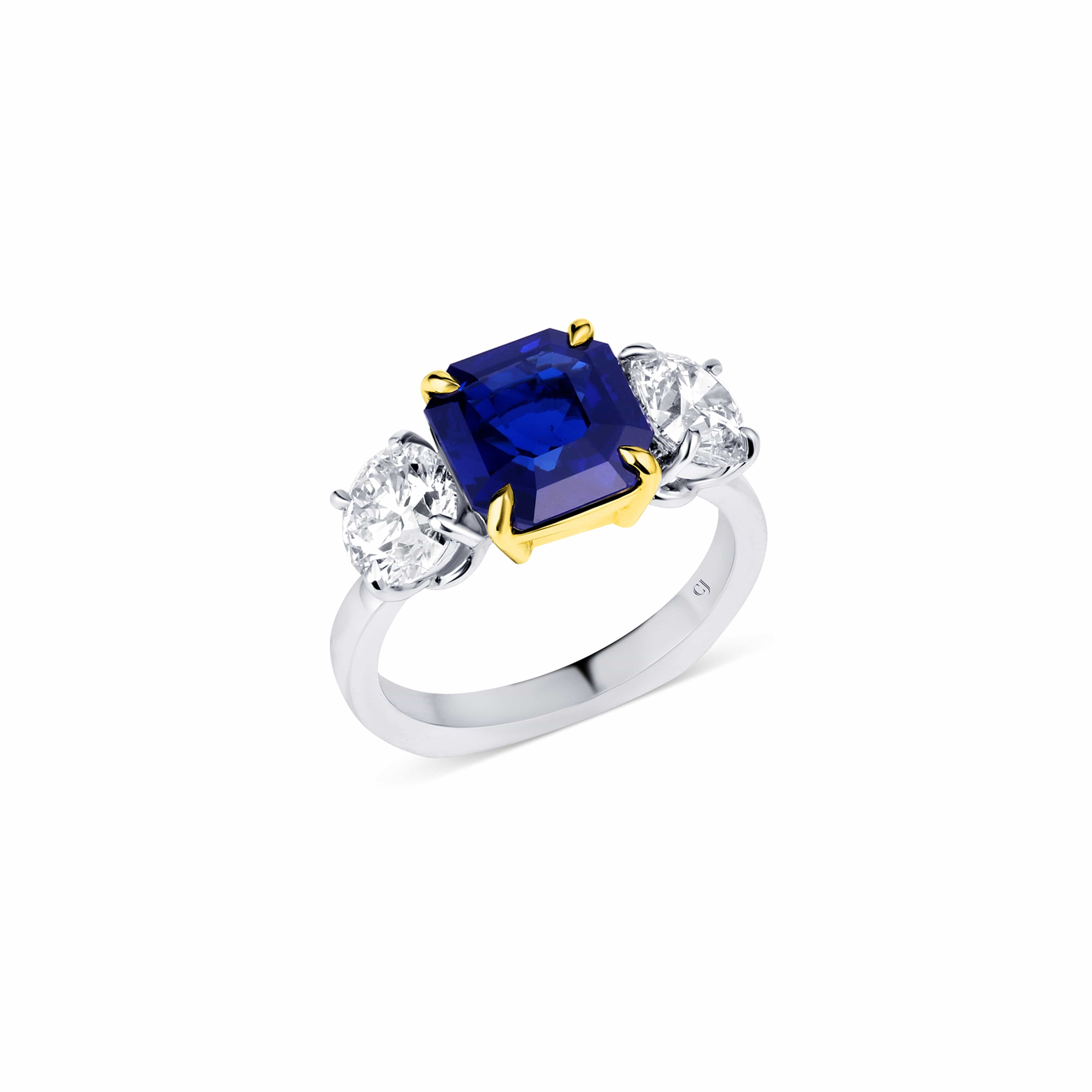 Rivière Platinum and Gold 3.15ct Sapphire and Diamond Ring, GIA AGL Ce ...