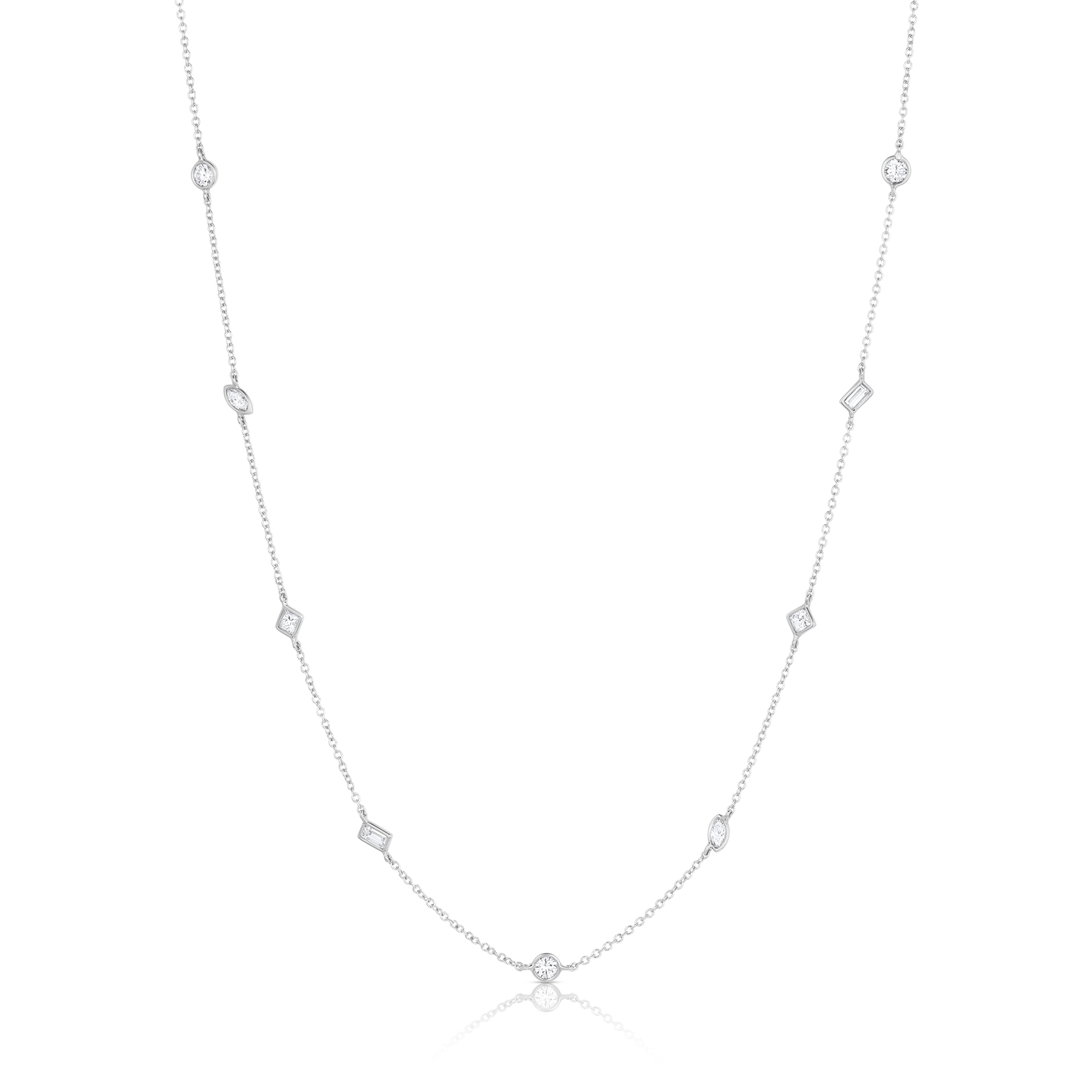 Rivière Platinum Multi Shaped Diamonds by the Yard Necklace – CJ ...