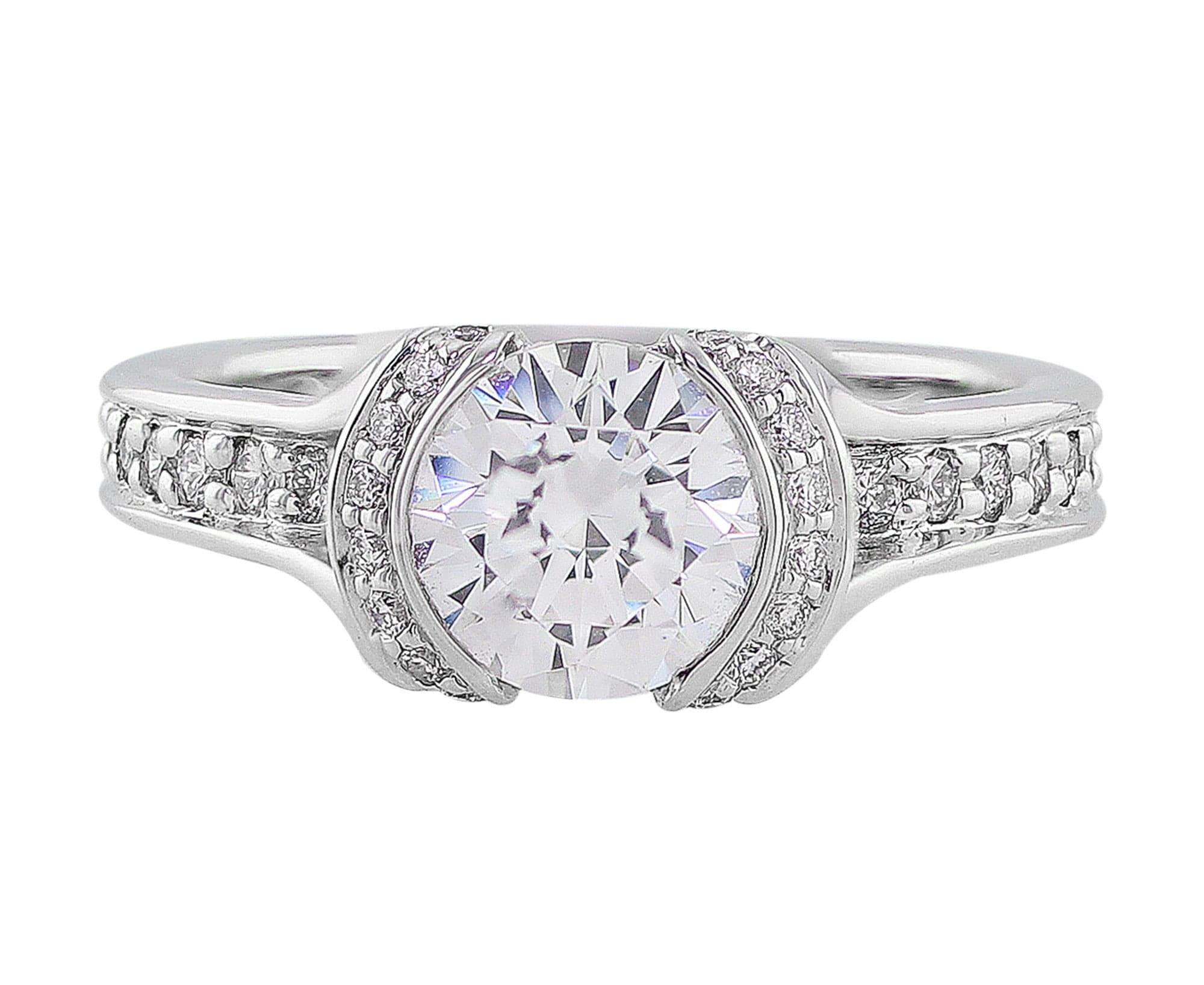 18k White Gold Partial Bezel Set Diamond Setting – CJ Charles Jewelers