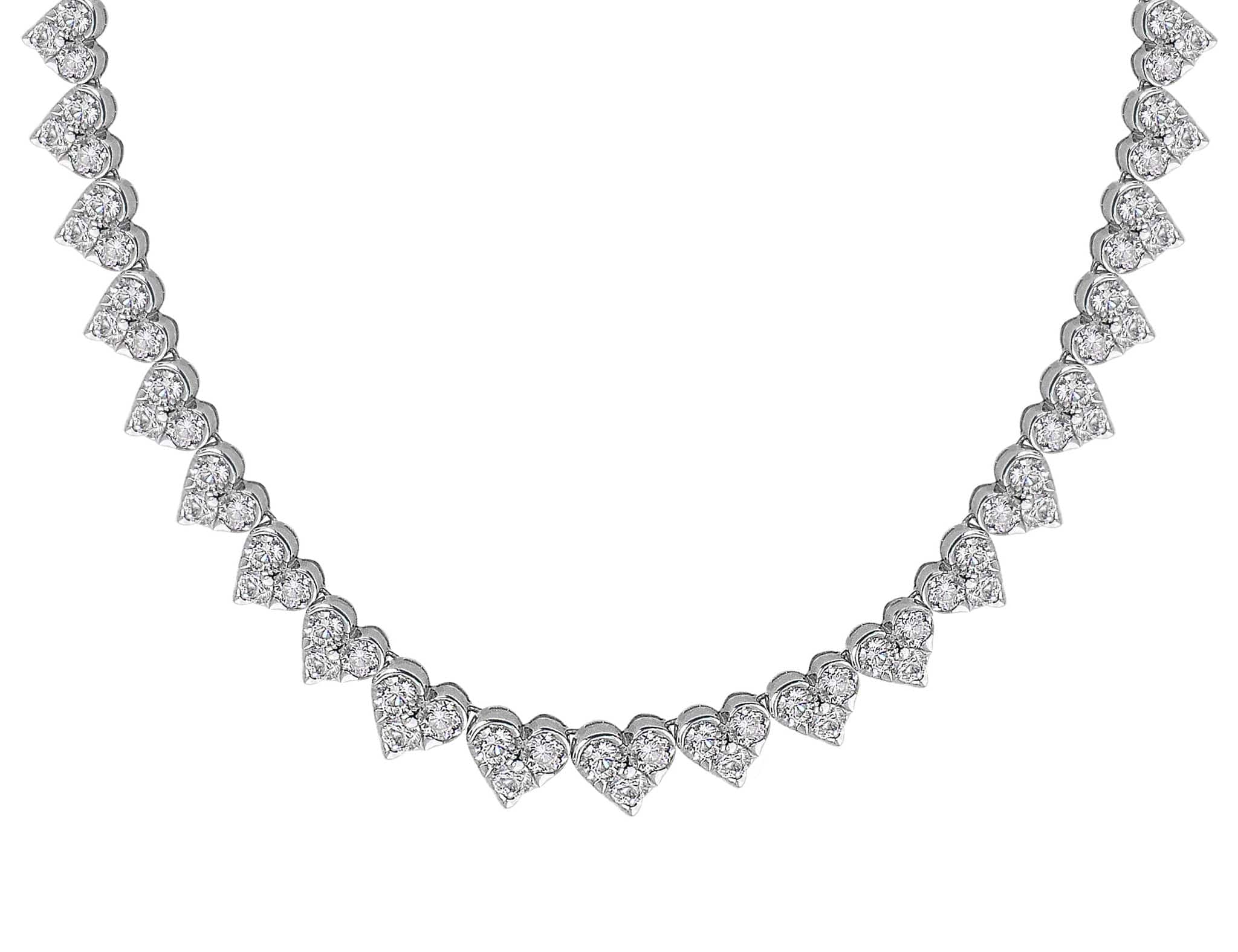 Roberto Coin 18k White Gold Heart-Shaped Cluster Diamond Necklace - Es ...