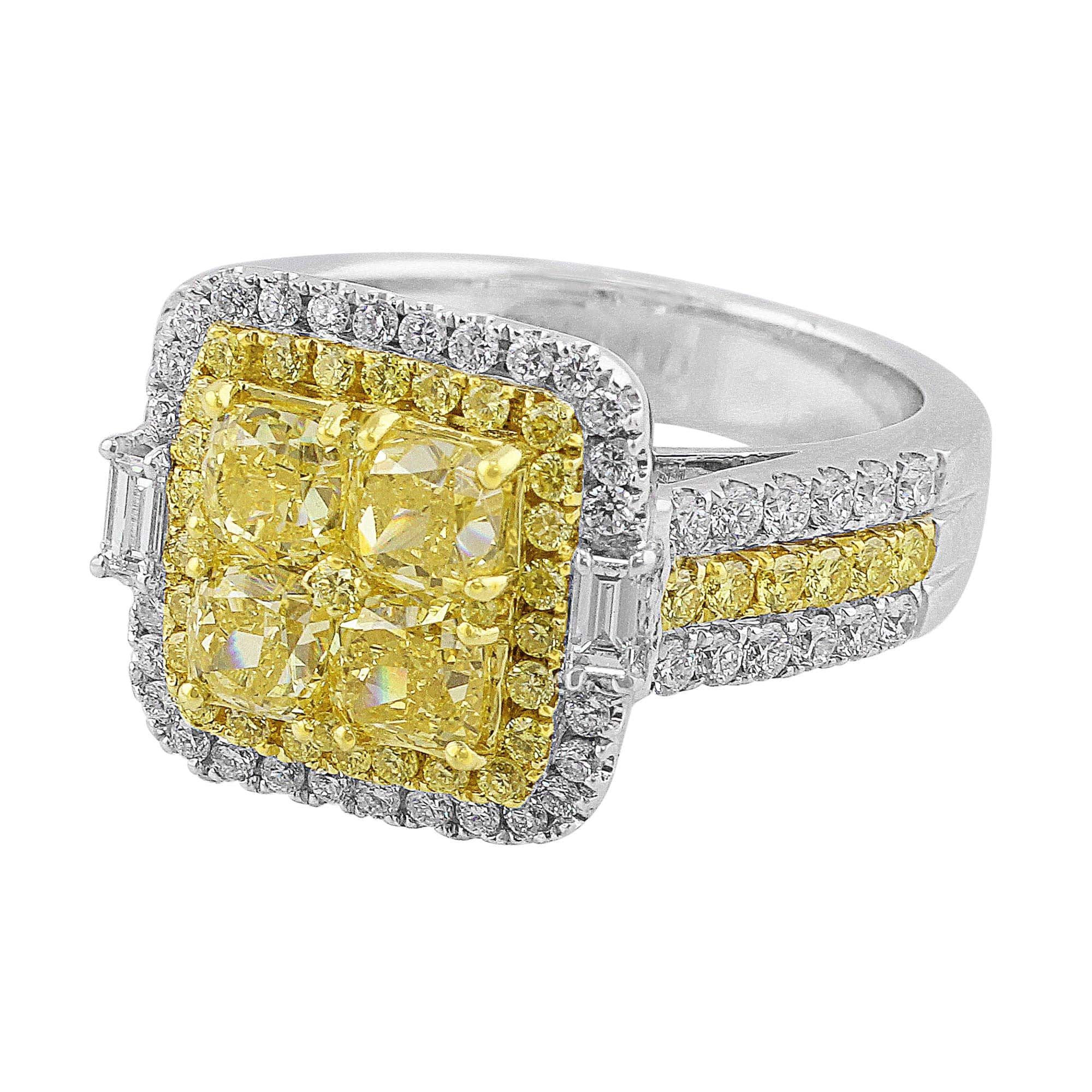 18k White Yellow Gold Square Yellow White-Accent Diamond Ring – CJ ...