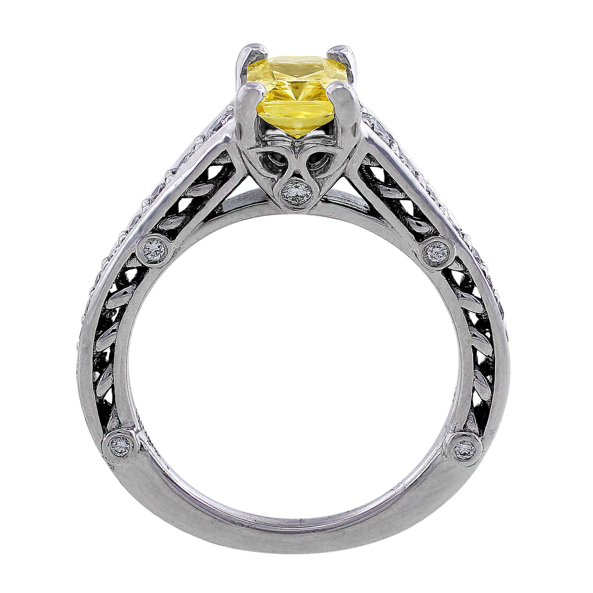 18k White Gold Bead Set Diamond Ring – CJ Charles Jewelers