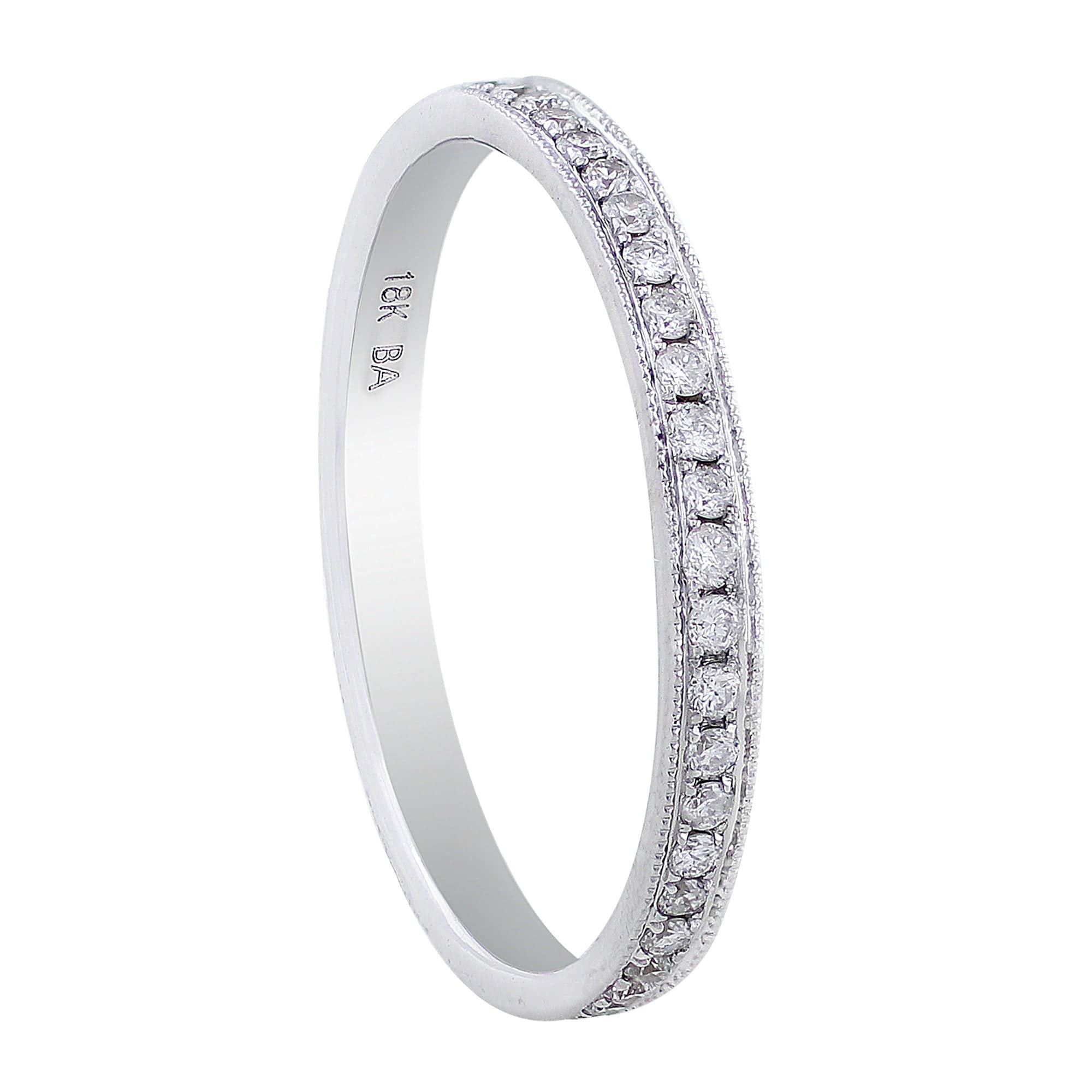 18k White Gold Single Row Diamond Wedding Band – CJ Charles Jewelers