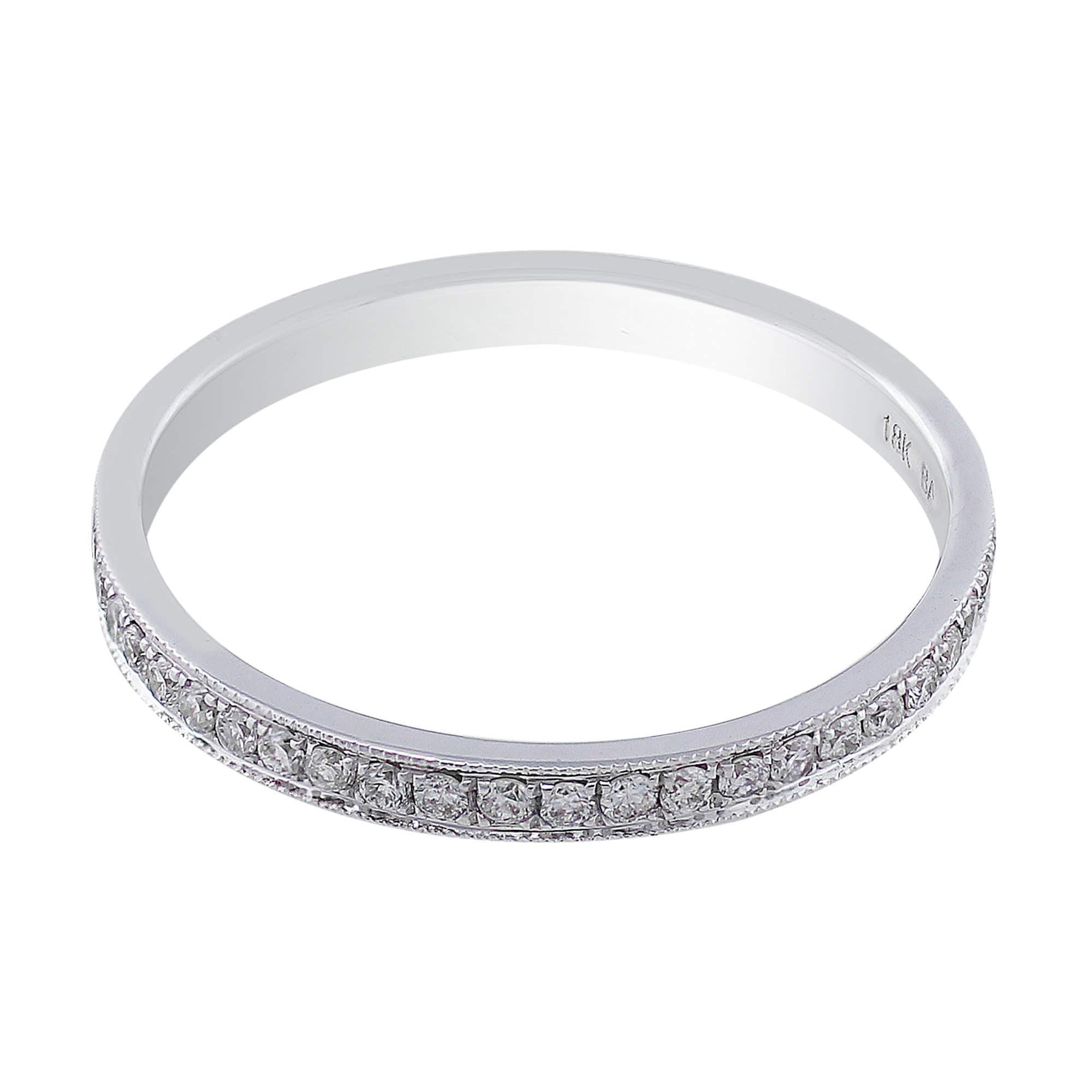 18k White Gold Single Row Diamond Wedding Band – CJ Charles Jewelers