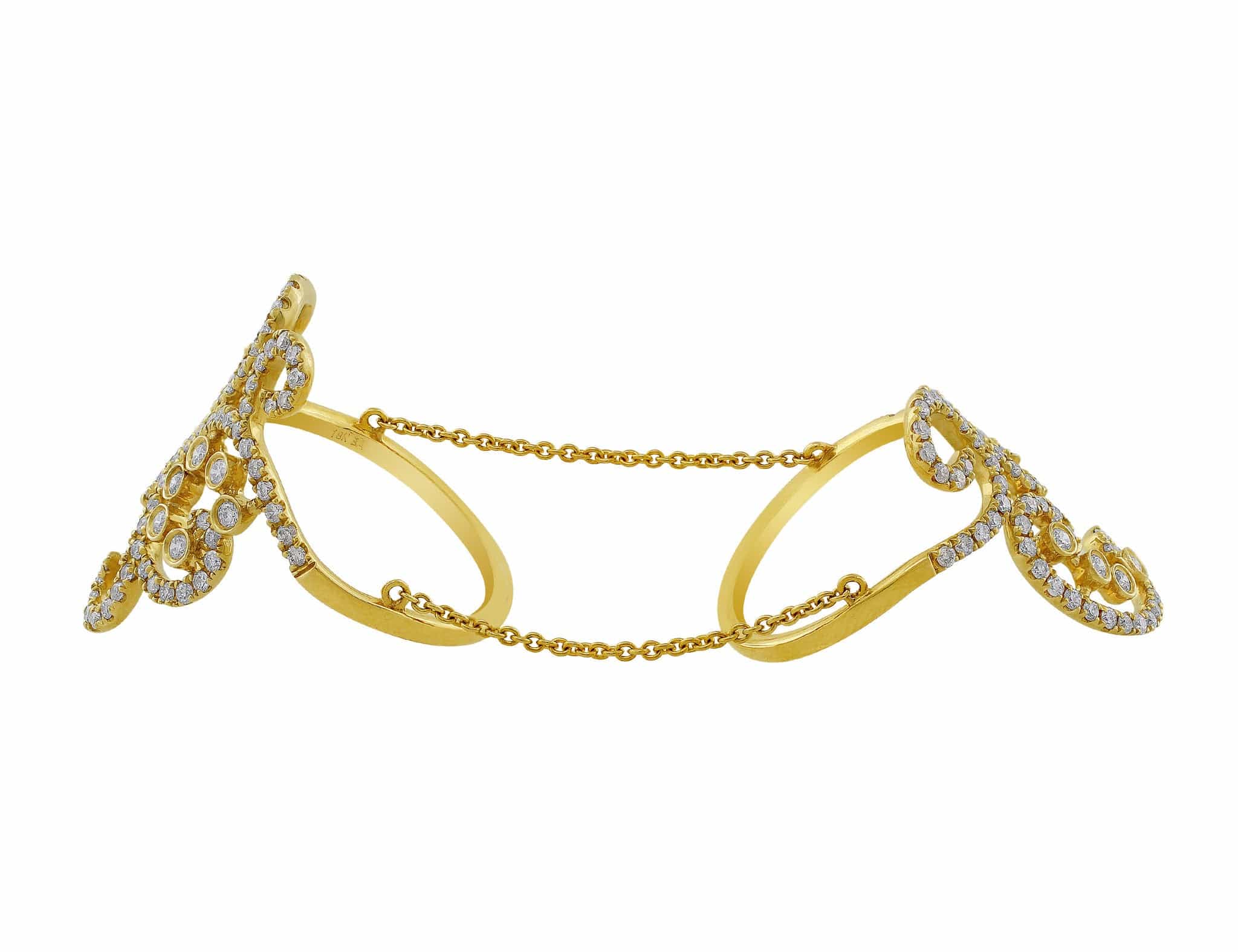 18k Yellow Gold Diamond Double Lace Chain Ring – CJ Charles Jewelers