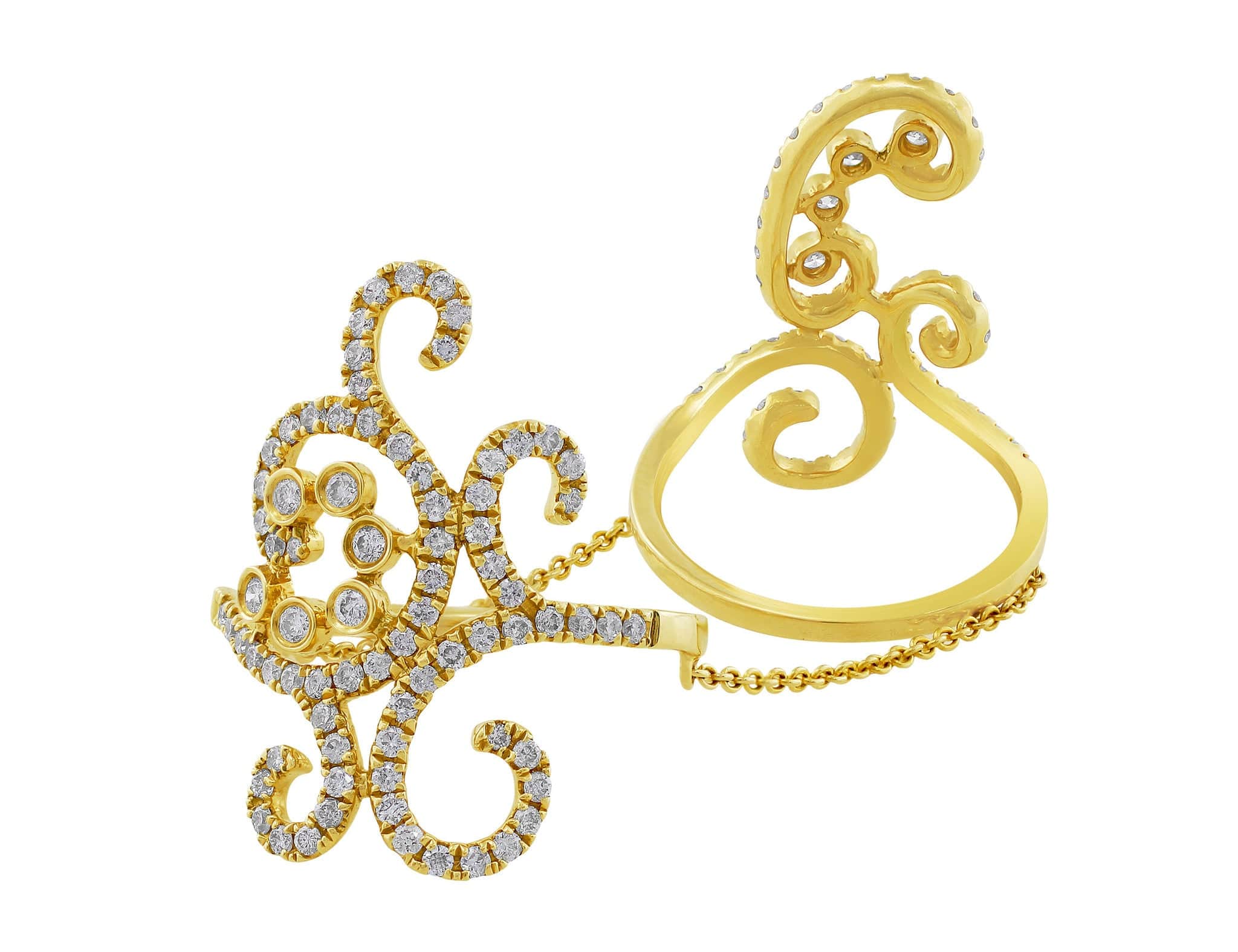 18k Yellow Gold Diamond Double Lace Chain Ring – CJ Charles Jewelers