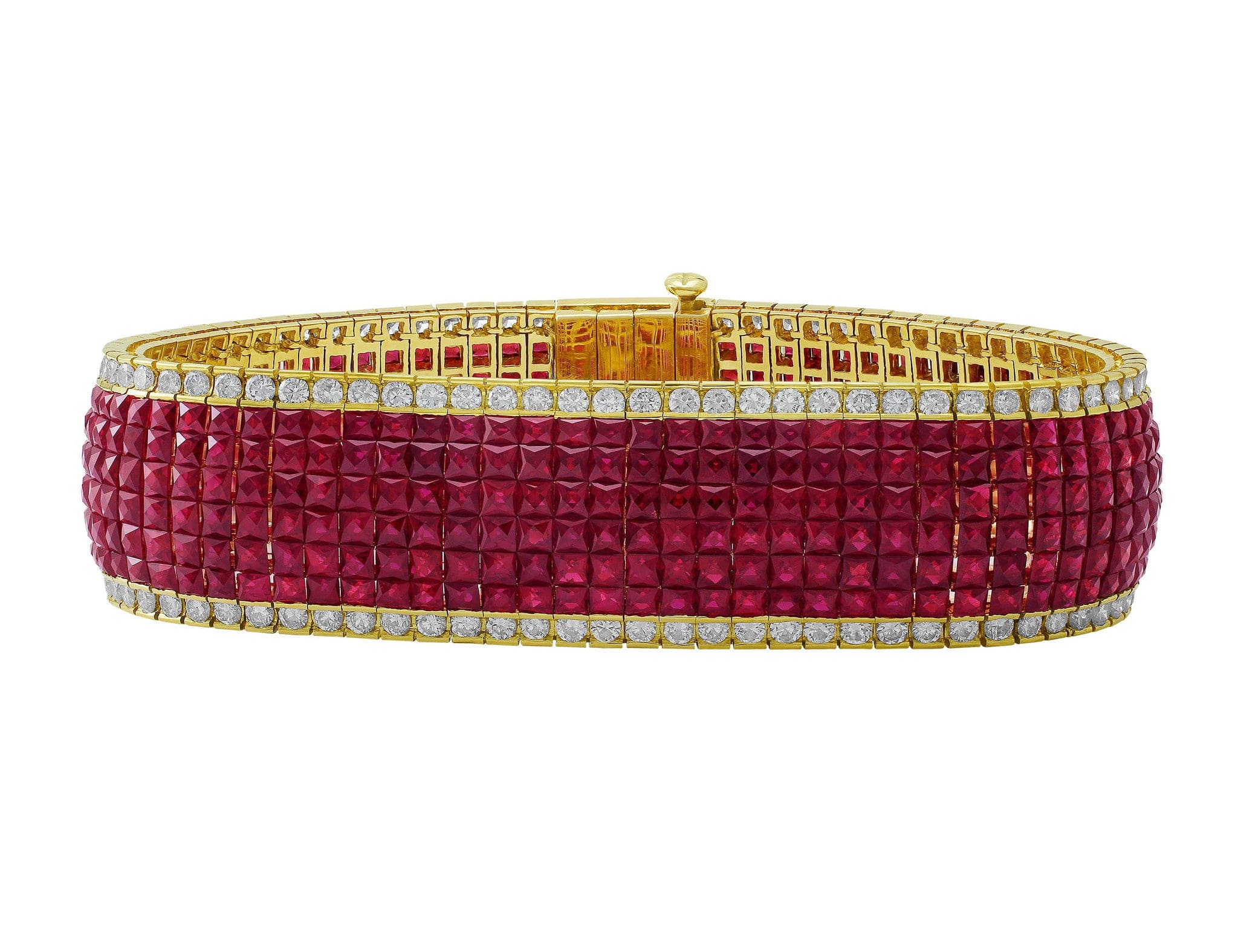 18kt Yellow Gold Diamond & Ruby Invisible Set Bracelet – CJ Charles ...