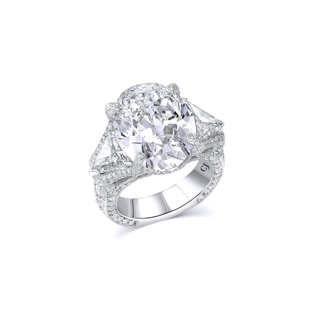 Rivière Platinum 13.96ct Oval Diamond Ring, GIA Certified – CJ Charles ...
