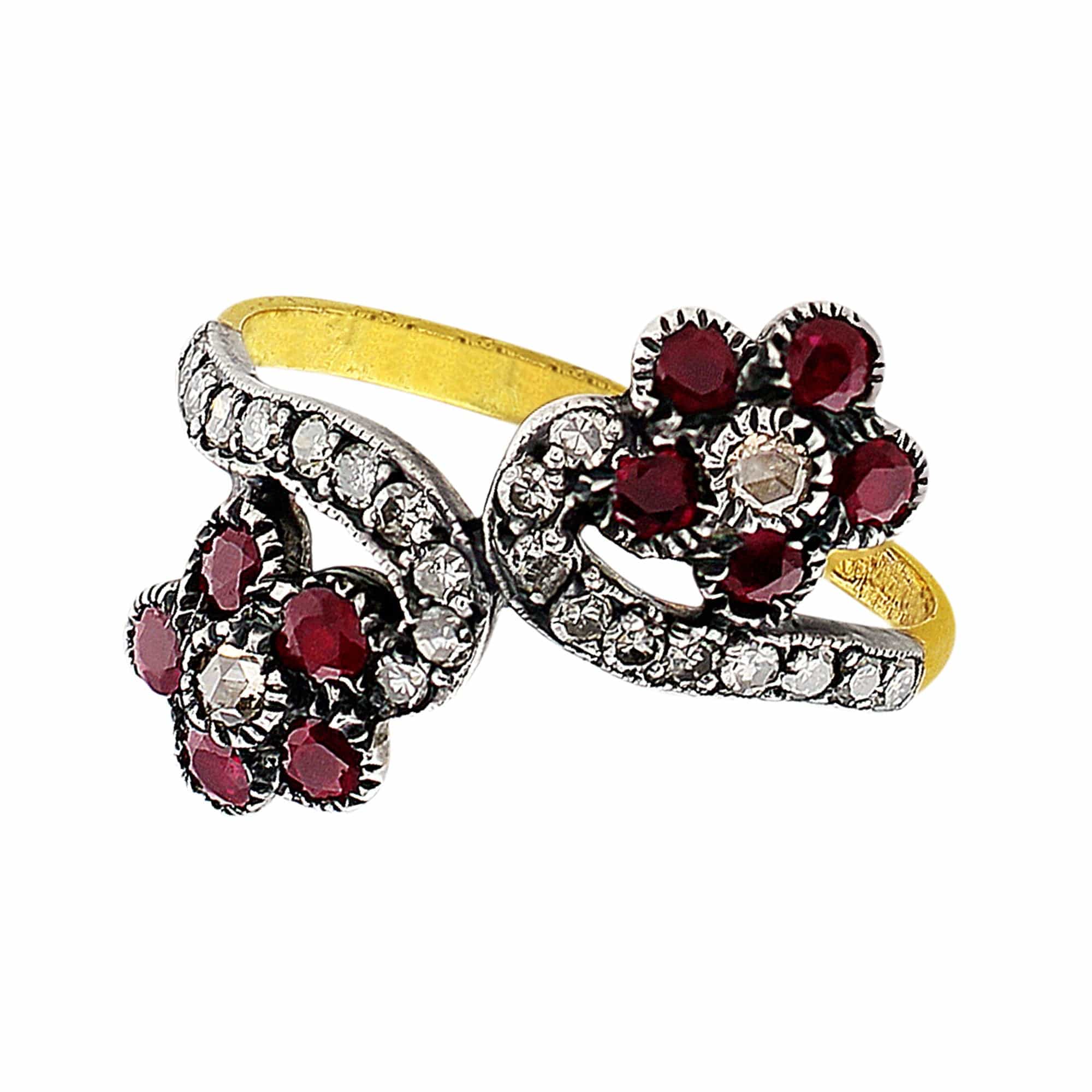 1890's Antique Flower Diamond Ruby Ring – CJ Charles Jewelers