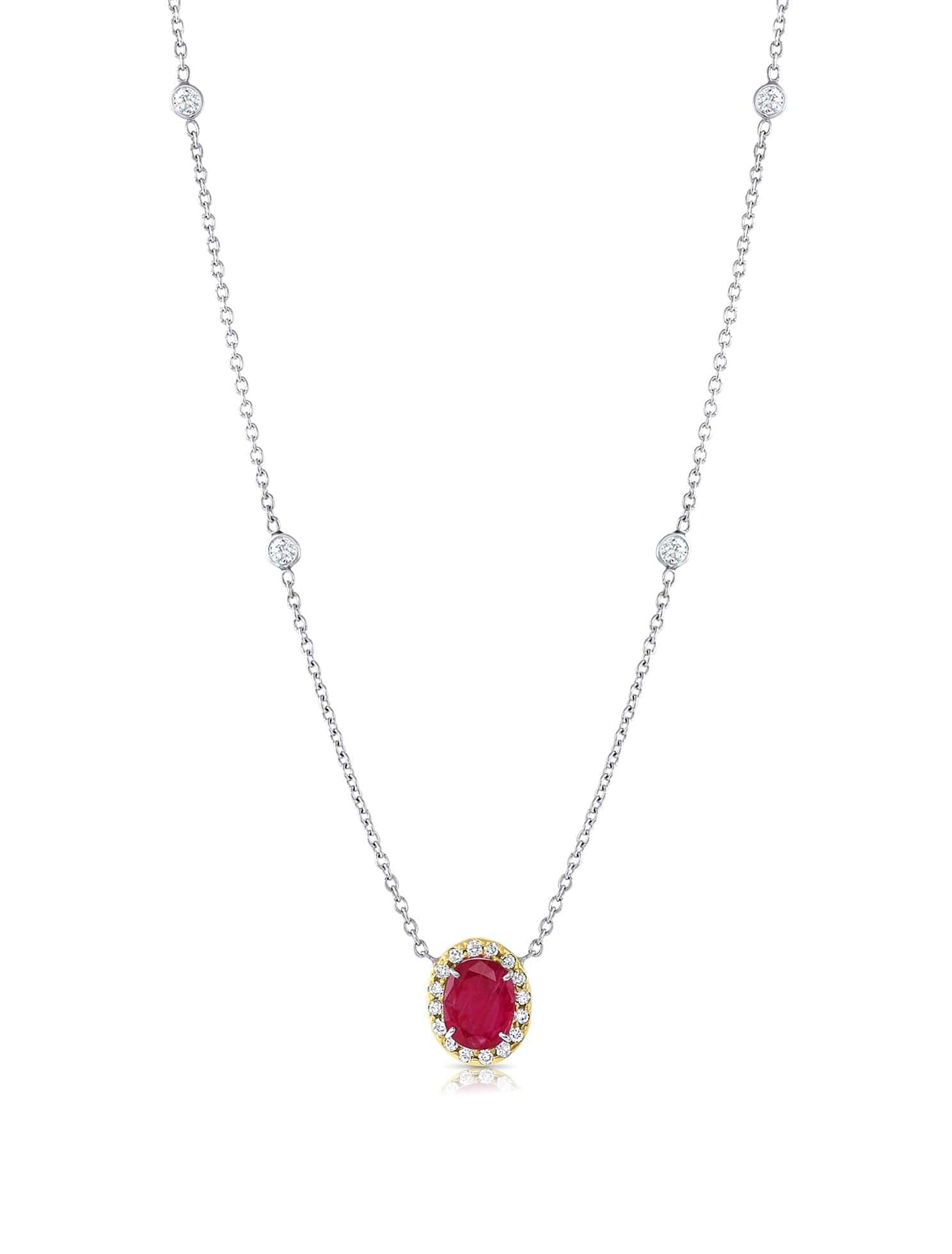 Platinum 18k Yellow Gold Ruby Diamond Necklace – CJ Charles Jewelers